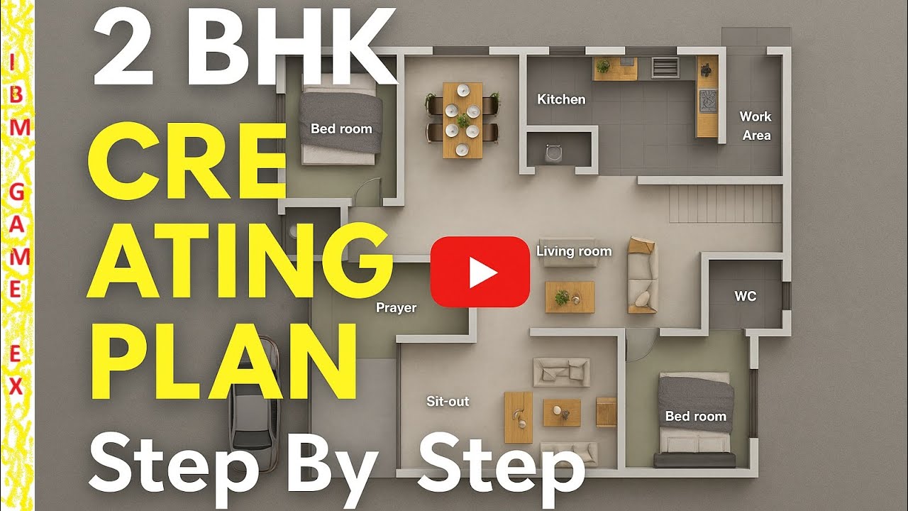2 BHK House Plan Design Tutorial | Step by Step Floor Plan in AutoCAD ...