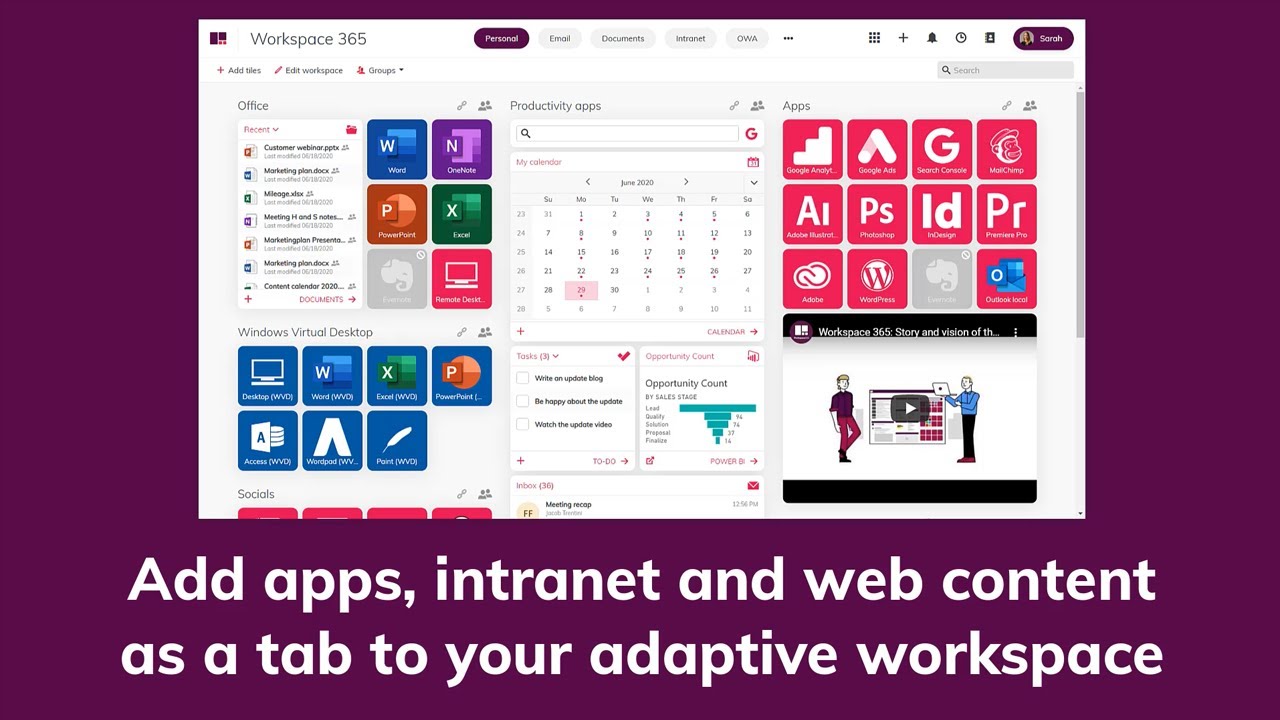 Add intranet, apps and web content as tabs to your adaptive workspace ...