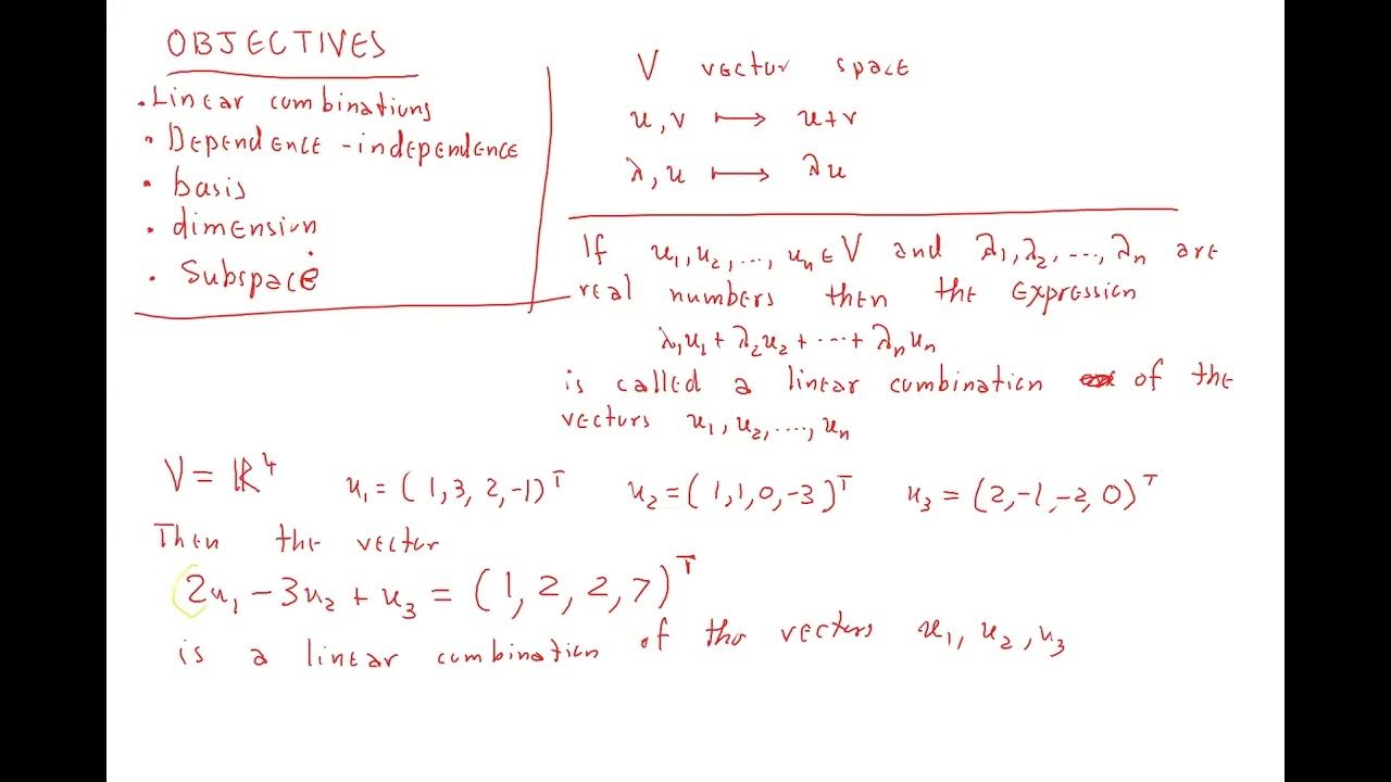 Linear Algebra Live - Lecture 02: Linear Independence - Basis - Subspaces - Dimension - YouTube