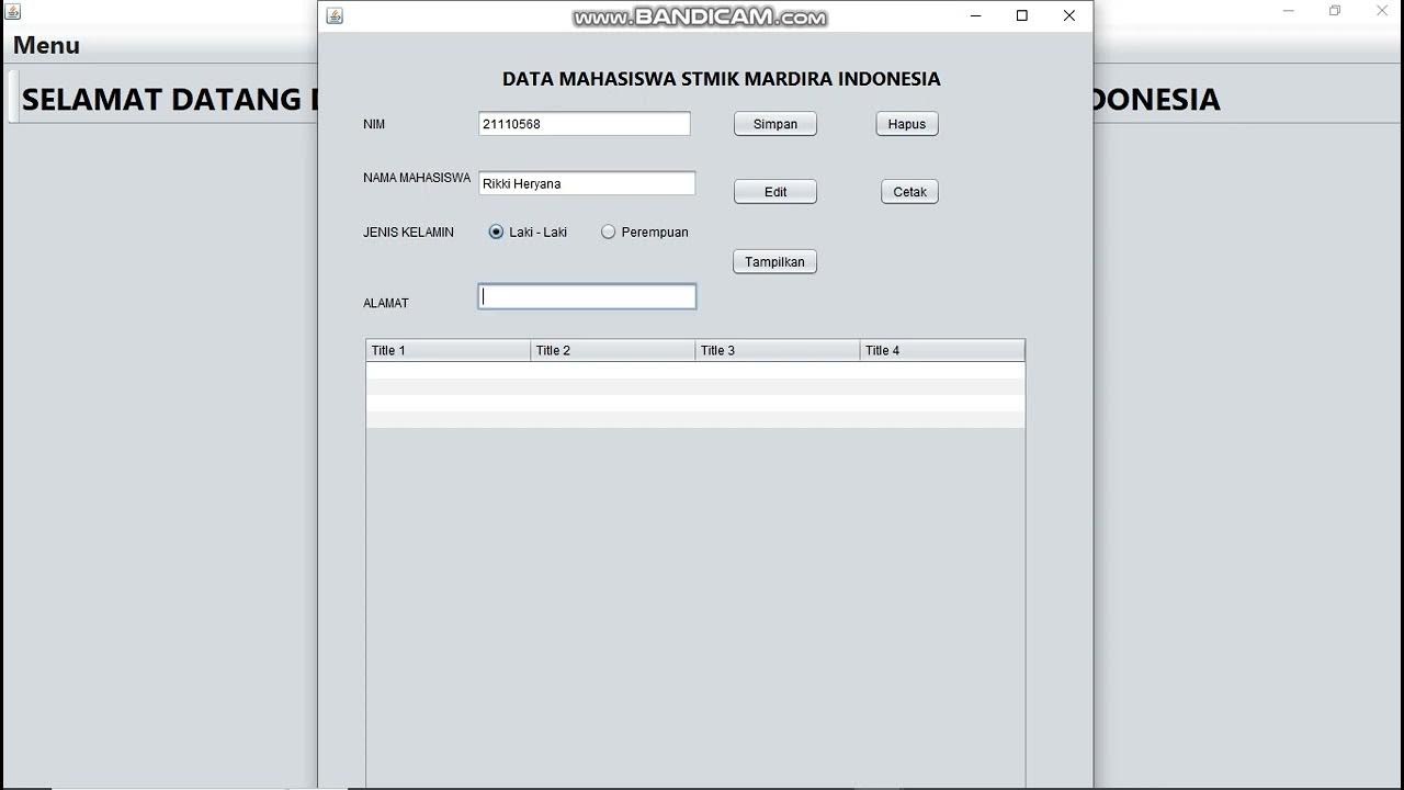 Pemaparan Project UAS Java Programing Aplikasi Data Mahasiswa Sederhana ...