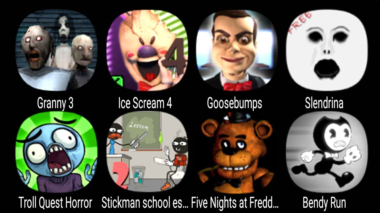 Granny 3, Ice Scream 4, Goosebumps, Slendrina, Troll Quest Horror ...