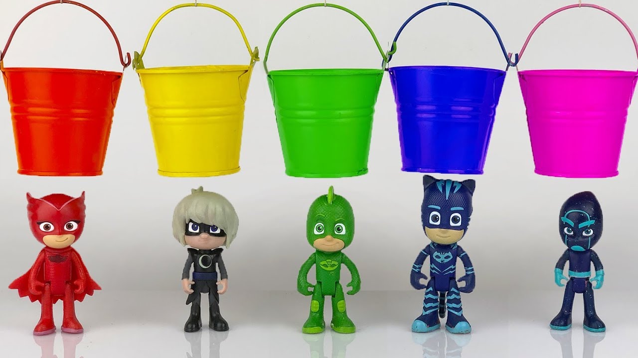 Learn Colors With Pj Masks Toys Wrong Heads Color Finger Paints & Water ...