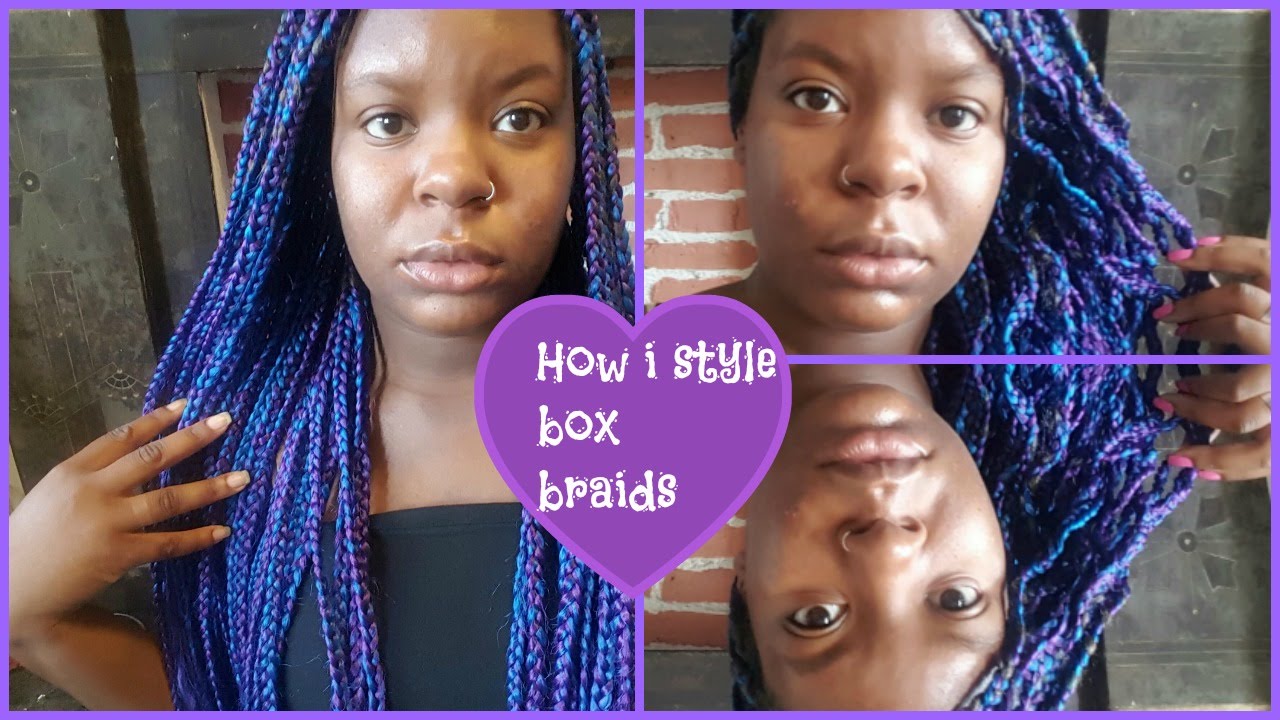How to style blue and purple box braids - YouTube