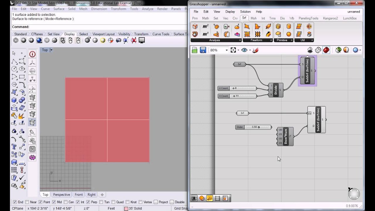 34 - Grasshopper - Subdividing Surface Domain Construction - YouTube