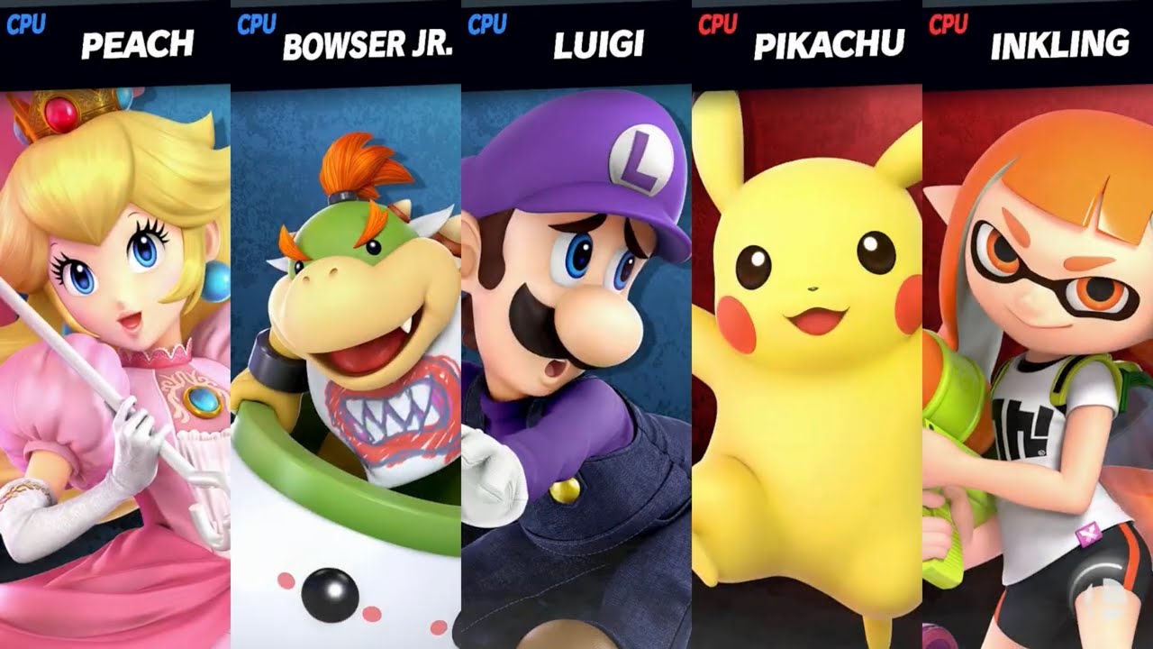 Super Smash Bros. Ultimate - Peach, Bowser Jr & Luigi (Purple) vs ...