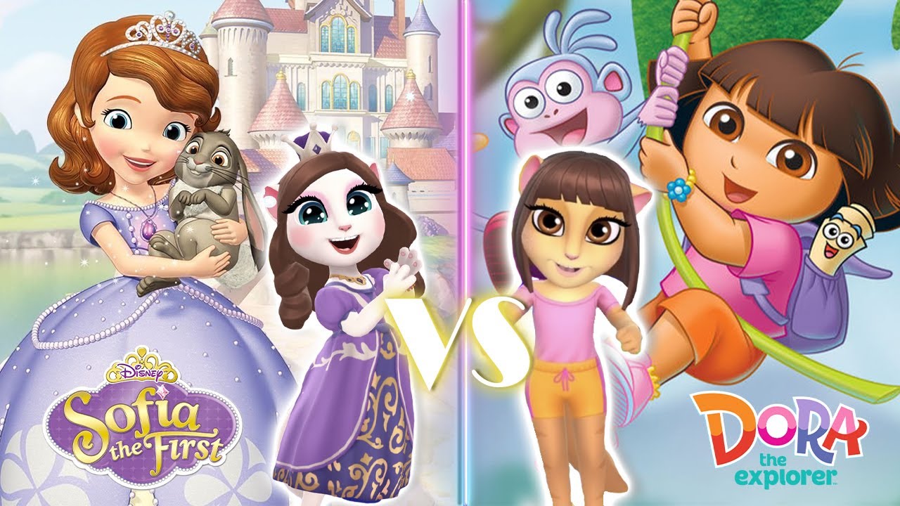 My talking angela 2 || Dora Explorer Vs Princess Sofia || cosplay - YouTube