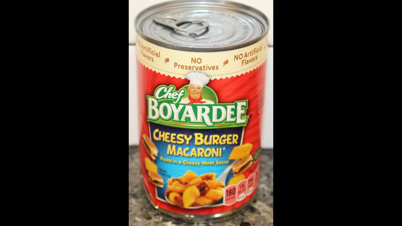 Chef Boyardee Cheesy Burger Macaroni Review - YouTube