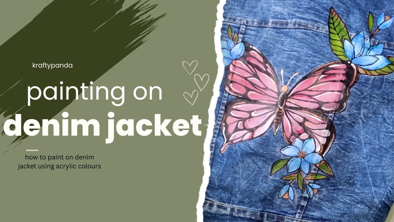 Painting on denim jacket using acrylic colours - YouTube