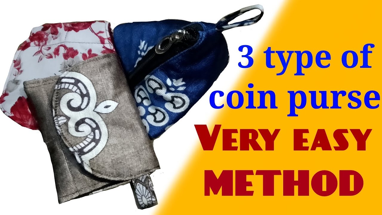 3type of coin purse/mini purse design/very easy method/5min. - YouTube