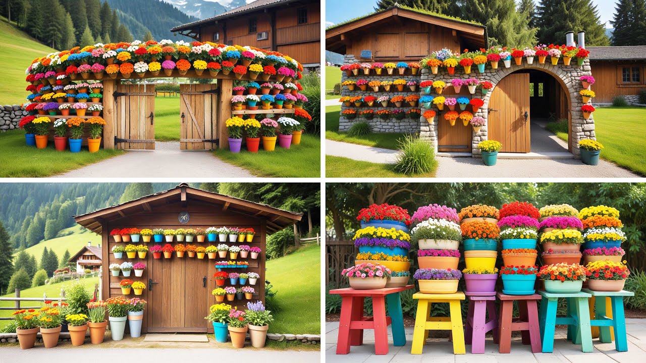 Beautiful Gates Decorated With Flower Pots - One Million Gates - YouTube