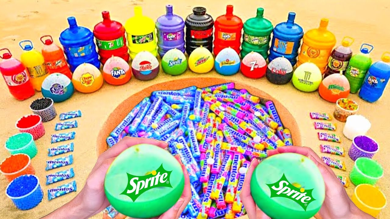 Experimento ASMR: ¡Green Sprite BALLOON Underground Vs. Mentos & bolas ...
