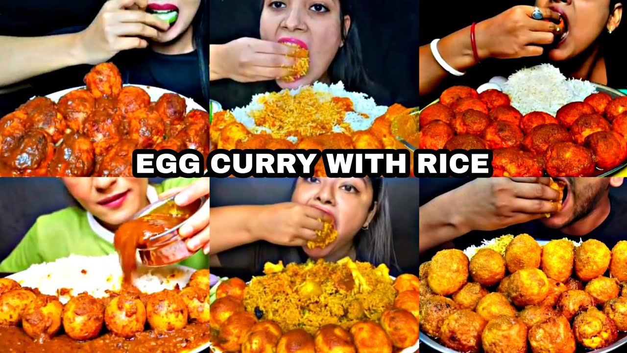 ASMR EATING SPICY EGG CURRY WITH RICE | 30 EGG EATING | BEST INDIAN ...