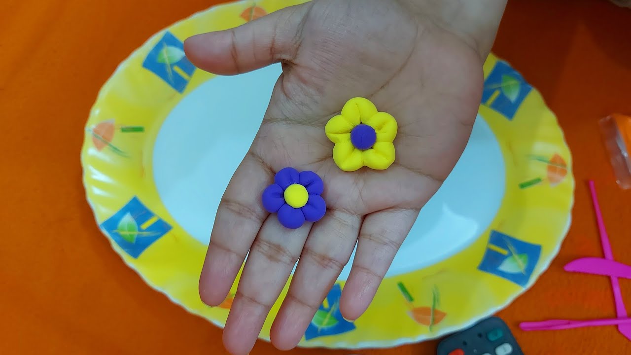 Hand made flower with clay🌸 - YouTube
