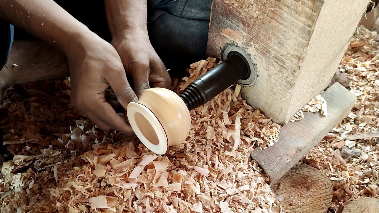 Attentively Wood Turning And Making Wooden Toy Pot | icon Wood Carving ...