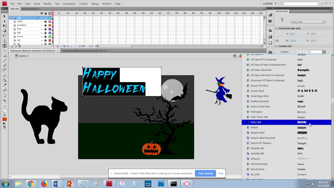 Halloween Project Adding Scenes, Animating Text - YouTube