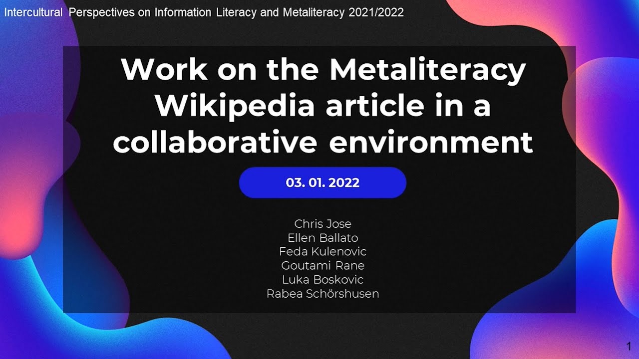 “Work on the metaliteracy Wikipedia article” - YouTube