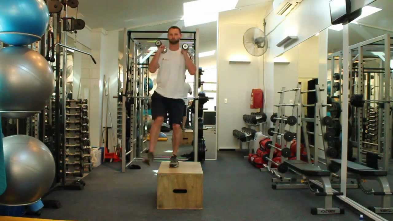 Dumbbell Step Up & Jump Single - GymCalc.com - YouTube