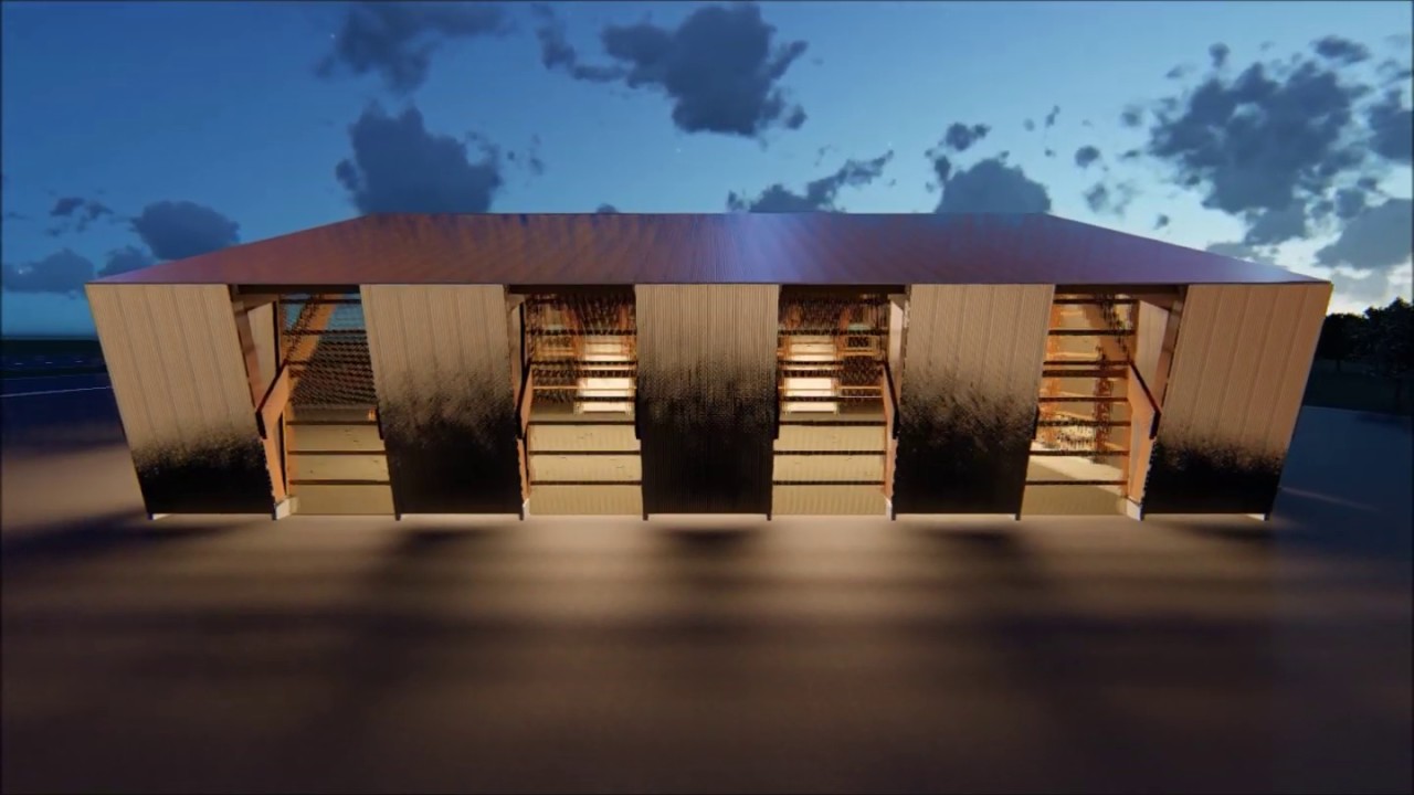 Hangar para aviones con sistema constructivo en madera laminada - YouTube