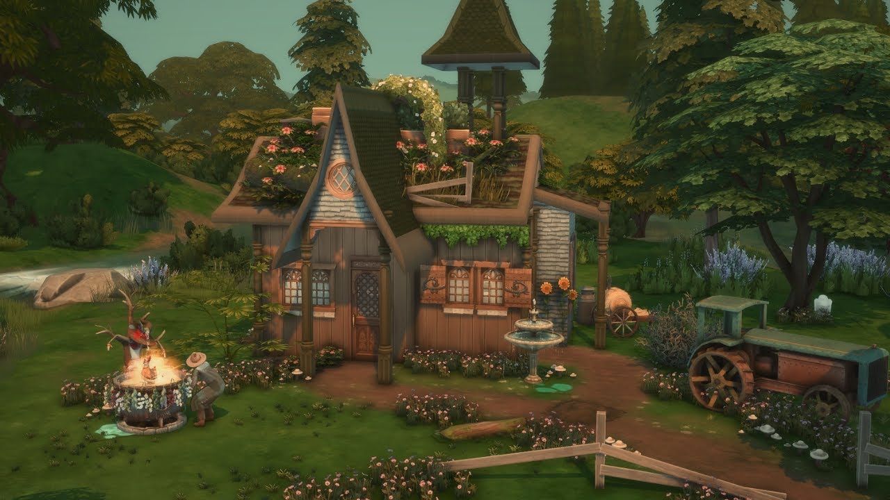 Tiny Witch's Cottage Ft. chicken cauldron (The Sims 4 SpeedBuild No CC ...
