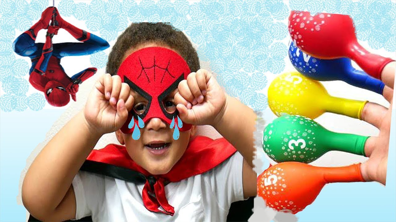 Crying Baby SPIDERMAN Learn Colors with Balloons Finger Family Song ...
