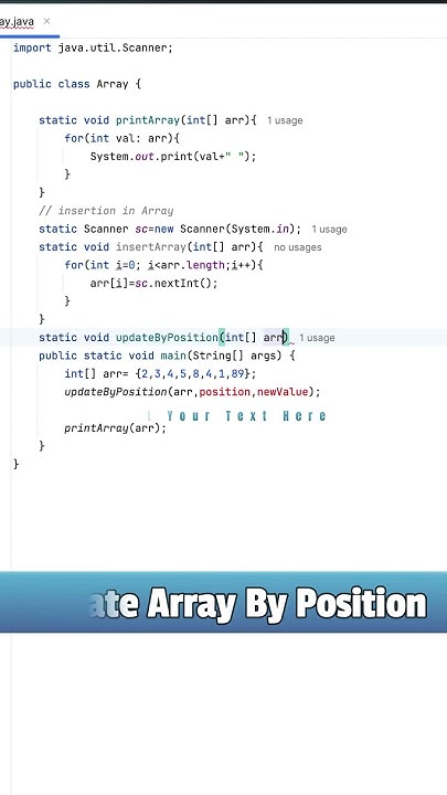 Dsa With Java Update An Array By Position Algorithmjavaprogramming Datastructuresarray 