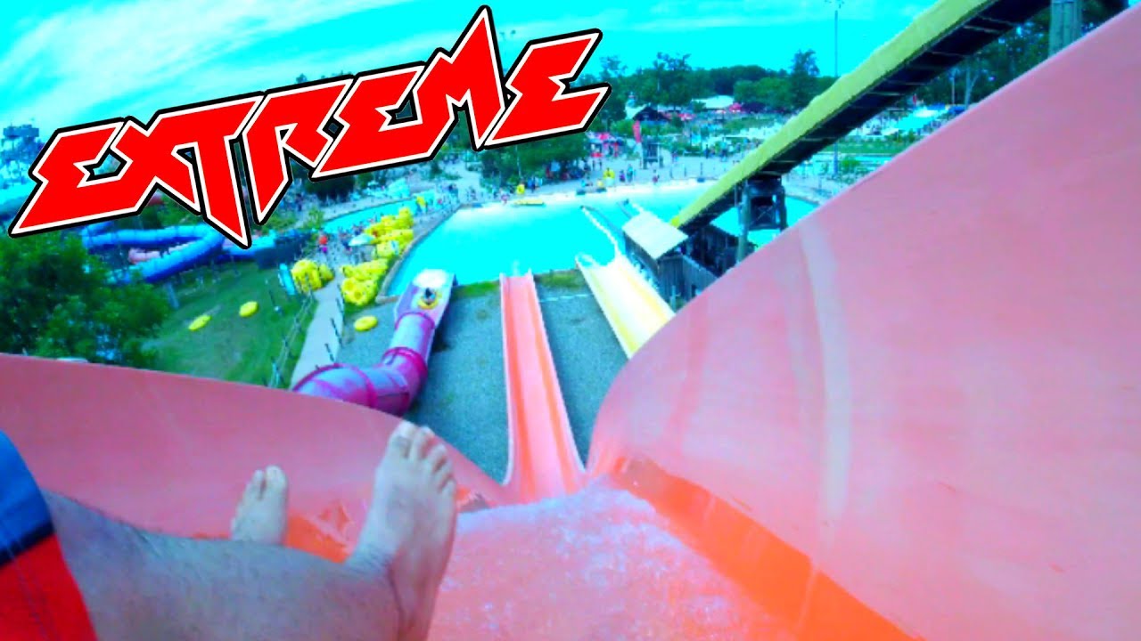 RIDING EXTREME EPIC WATER SLIDES! (Hurricane Harbor 2017) - YouTube