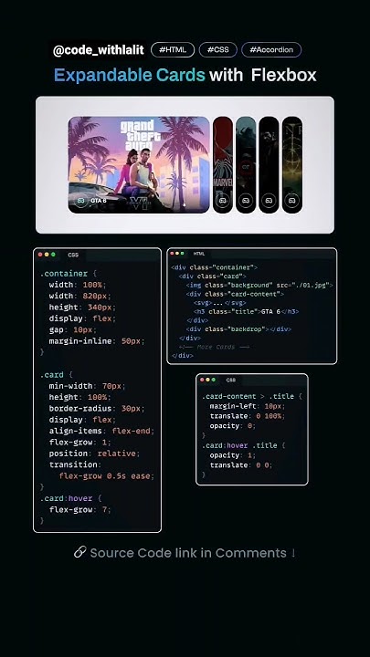 Expandable Cards With Flexbox Using Css And Html🧑‍💻 Coding Programming Csstricks Html