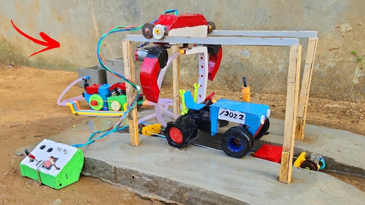 Mini car tractor wash motor project machine | Business ideas | Science ...