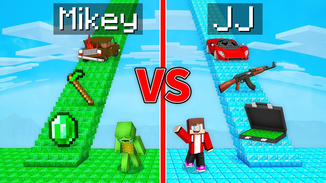 Mikey EMERALD vs JJ DIAMOND Stairs Survival Battle in Minecraft (Maizen) - YouTube