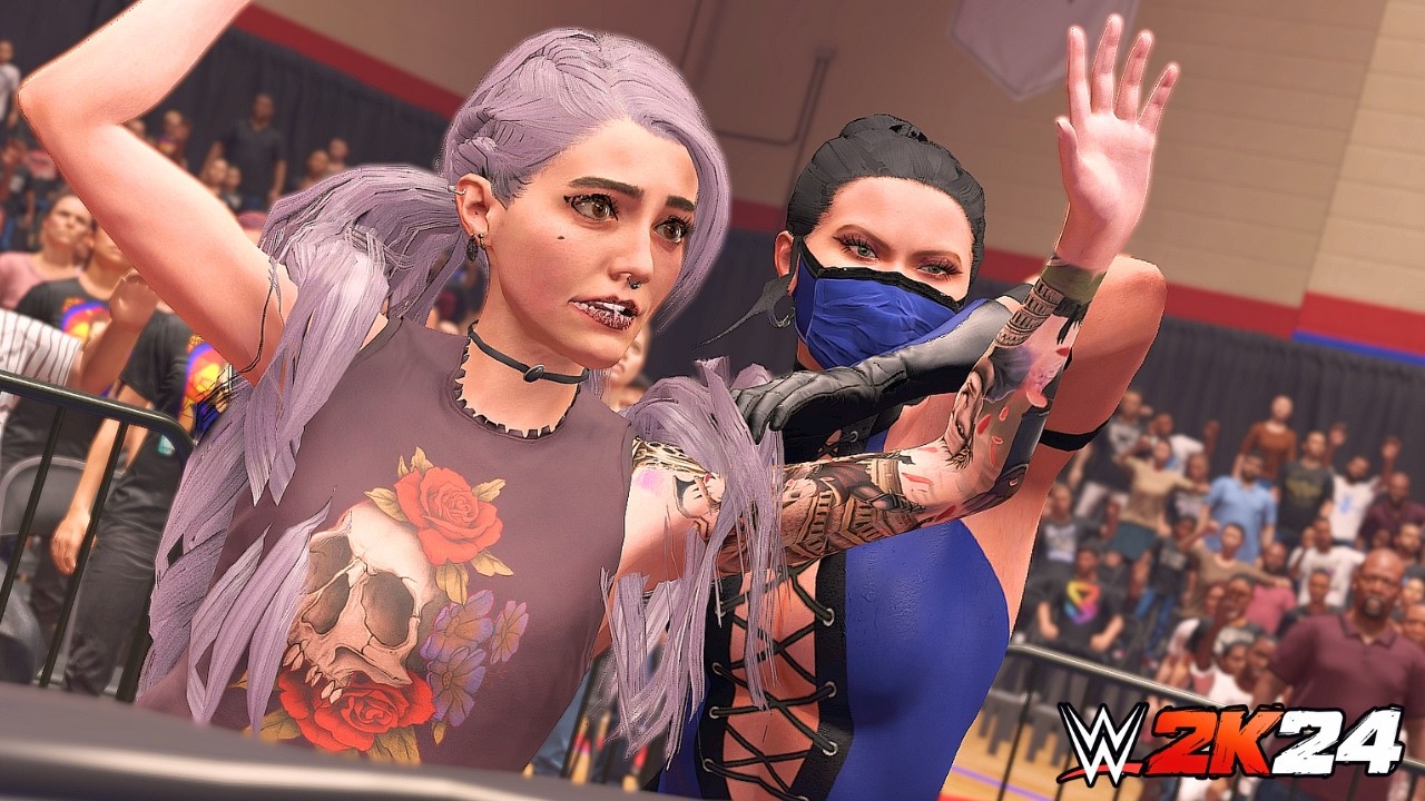 💥 KITANA (MORTAL KOMBAT) v NOMI KAIVA | Extreme Rules Match | WWE 2K24 ...