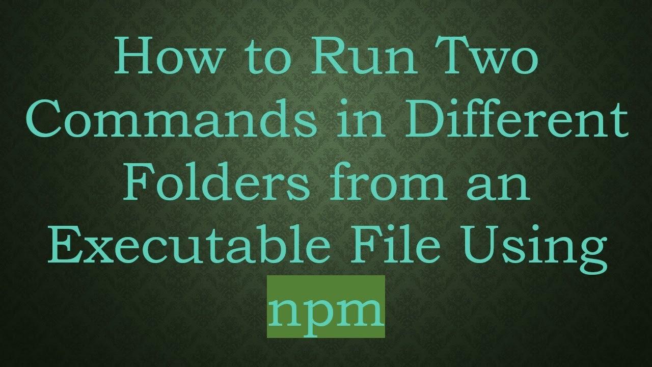 How to Run Two Commands in Different Folders from an Executable File Using npm - YouTube