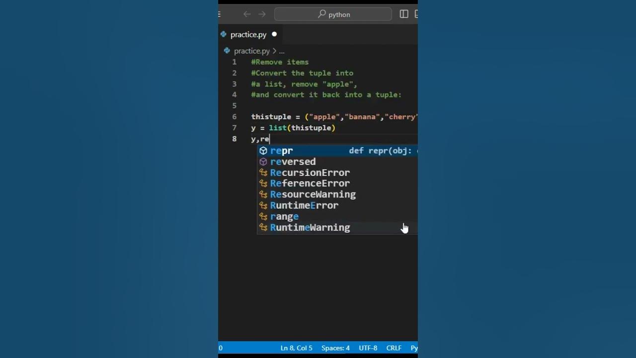 Remove Items Python Pythonprogramming Coding Code Pythoncoding Youtube