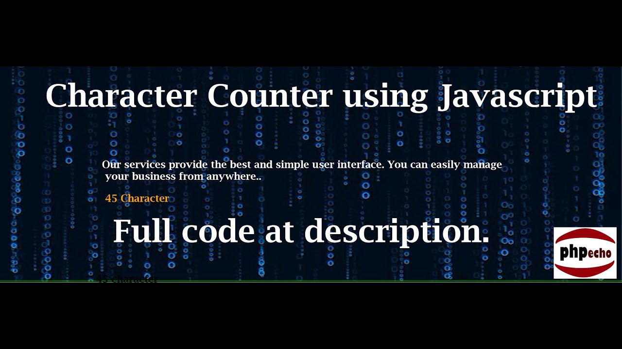 Character Counter Using Javascript Learn Javascript Youtube 1873