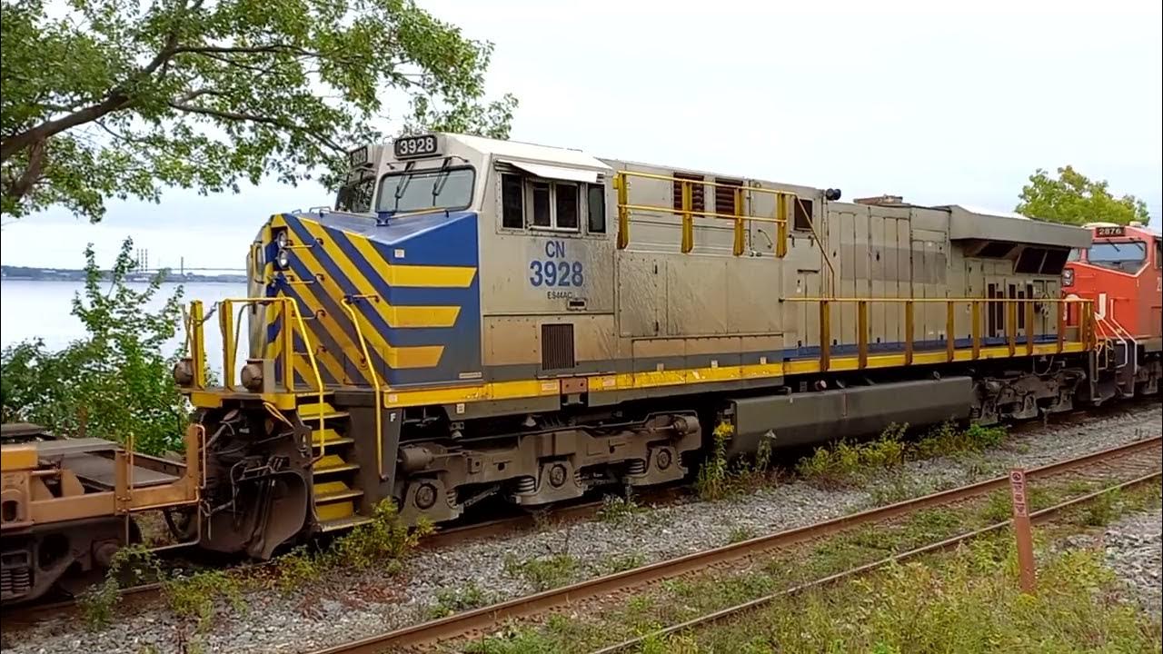 CN train 120 on entrance track into Halifax Rockingham Yard - YouTube