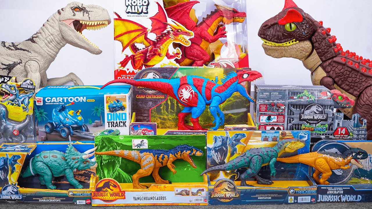 Unboxing Giant Jurassic World Dinosaur Toy Set With Spider Dino And ...