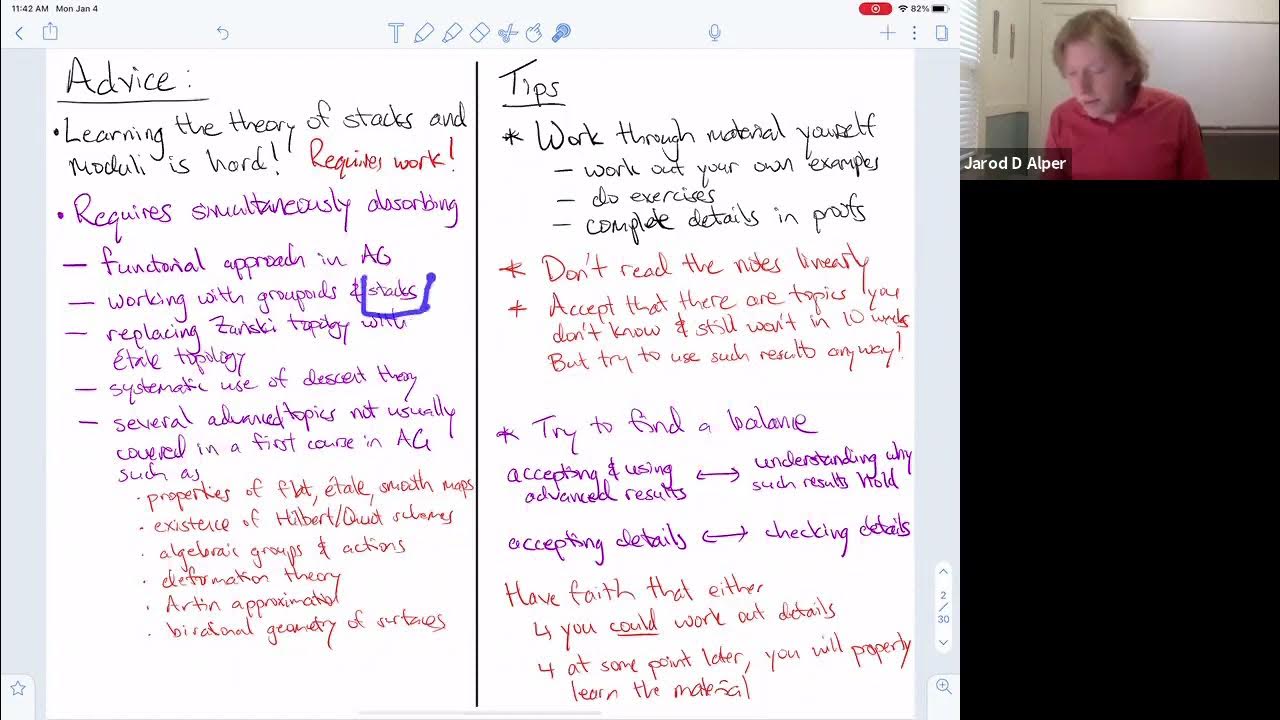 Introduction to stacks and moduli (Jarod Alper) - Lecture 1 - YouTube