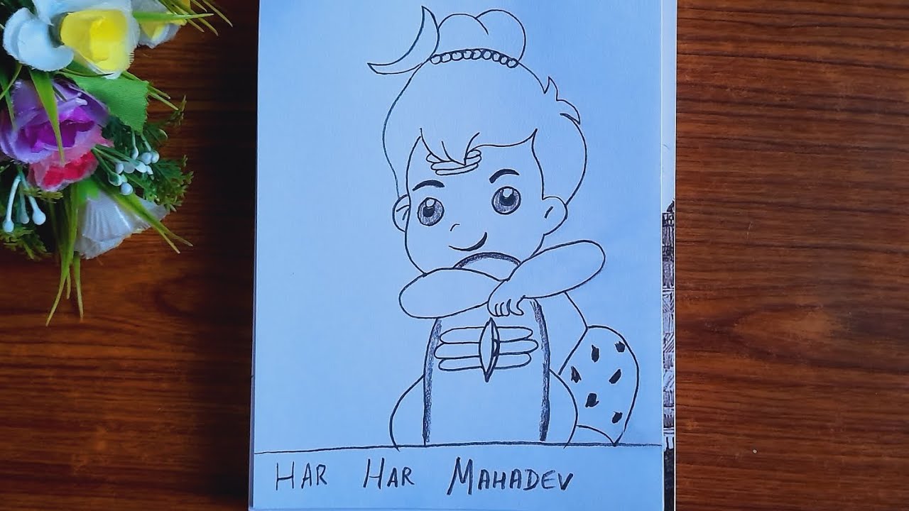 How to draw Bal Mahadev | Shivling | Mahadev Drawing #mahadev # ...