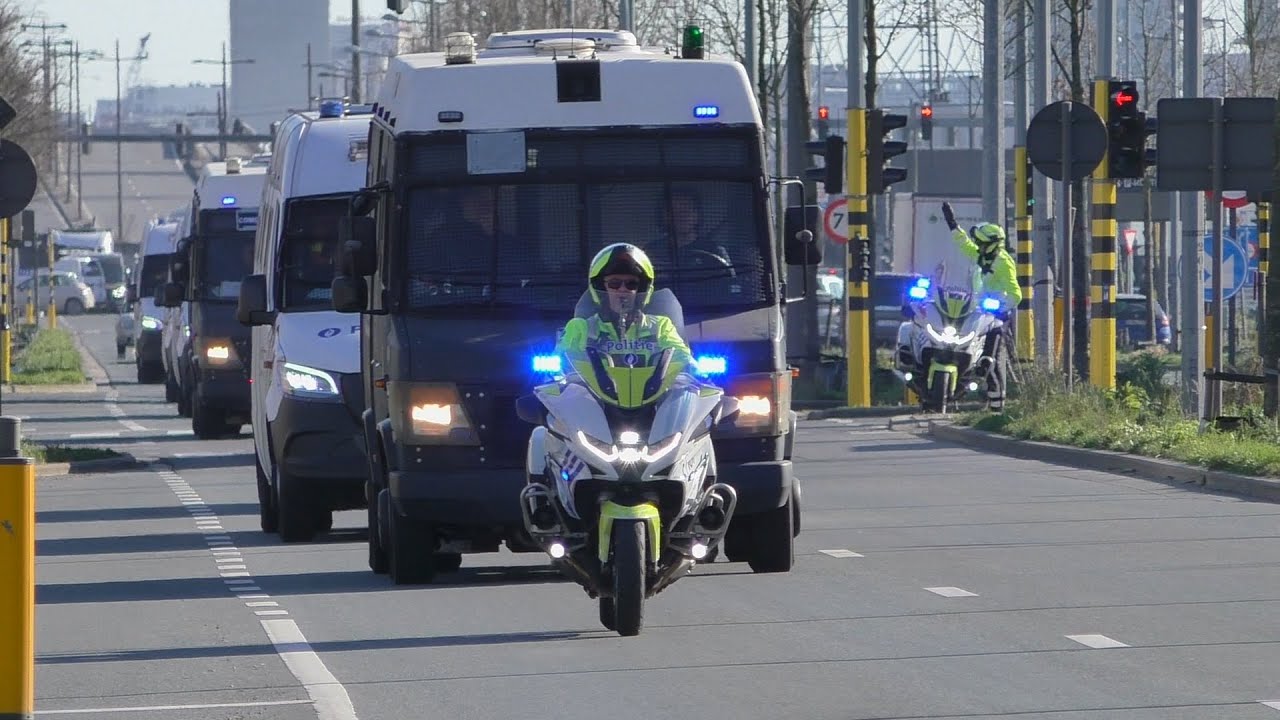 Politie Motoren begeleiden 8x Mobiele Eenheid Politie Antwerpen met ...
