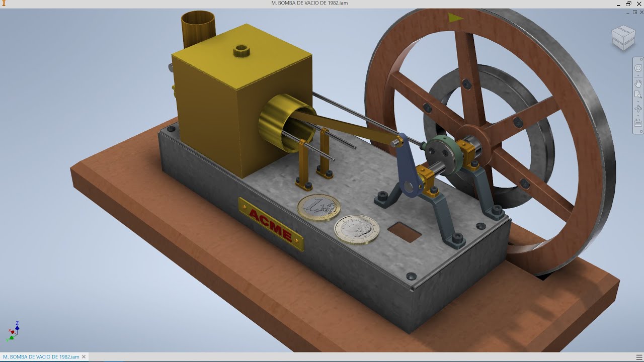 AUTODESK INVENTOR MAQUETA DE UNA ANTIGUA BOMBA DE VACÍO DE 1892 - YouTube