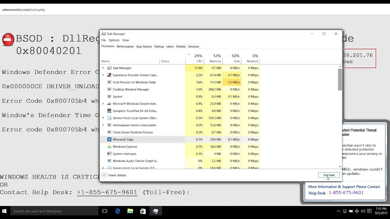 Microsoft Edge stuck on page adwarenotice adware virus loop - YouTube