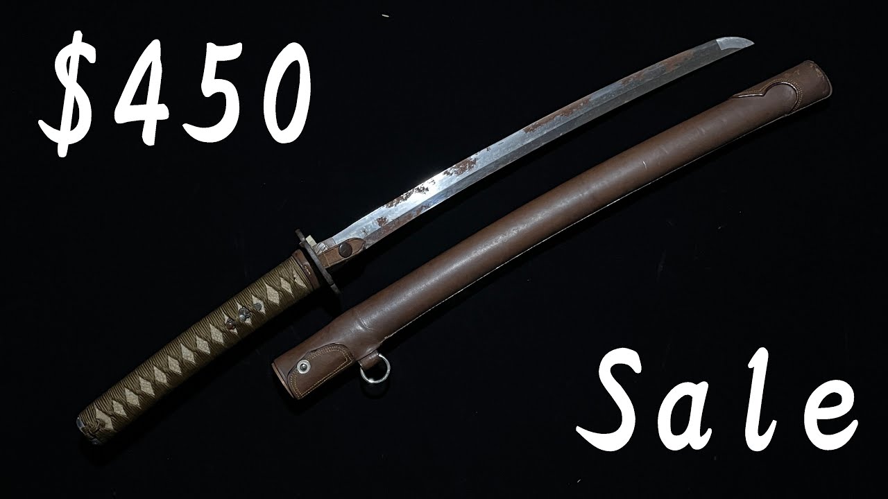 SHORT GUNTO for Crew, WW2 Japanese Army Officer Sword, Leather Scabbard ...