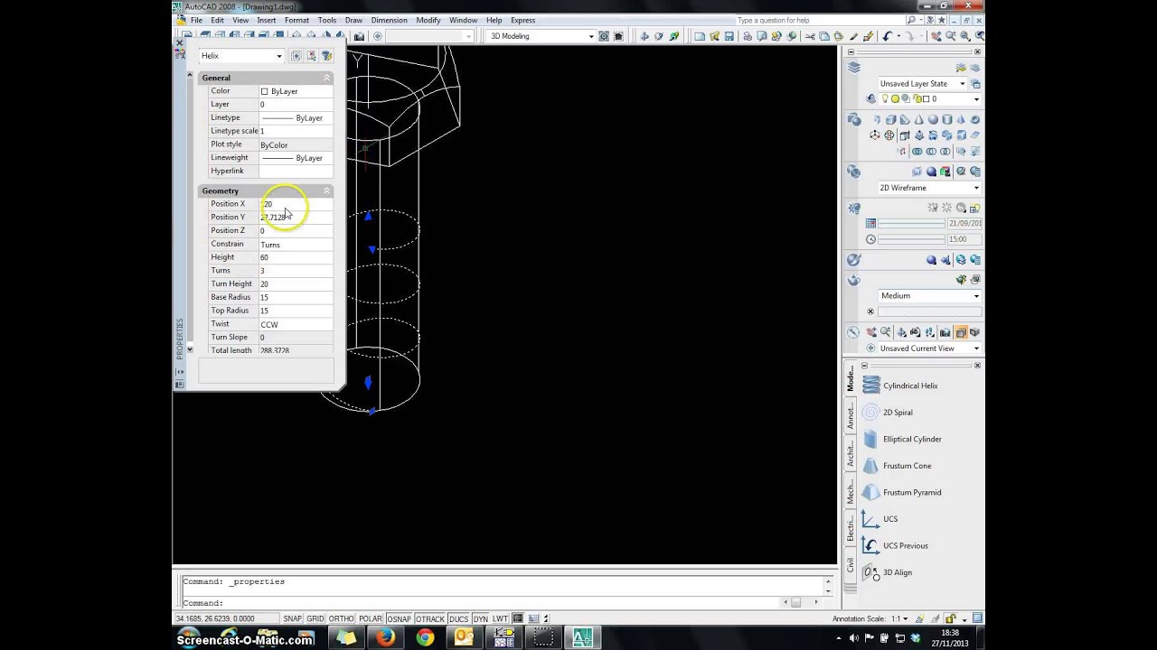 AutoCAD 3D screw Step by Steps for Beginners - YouTube