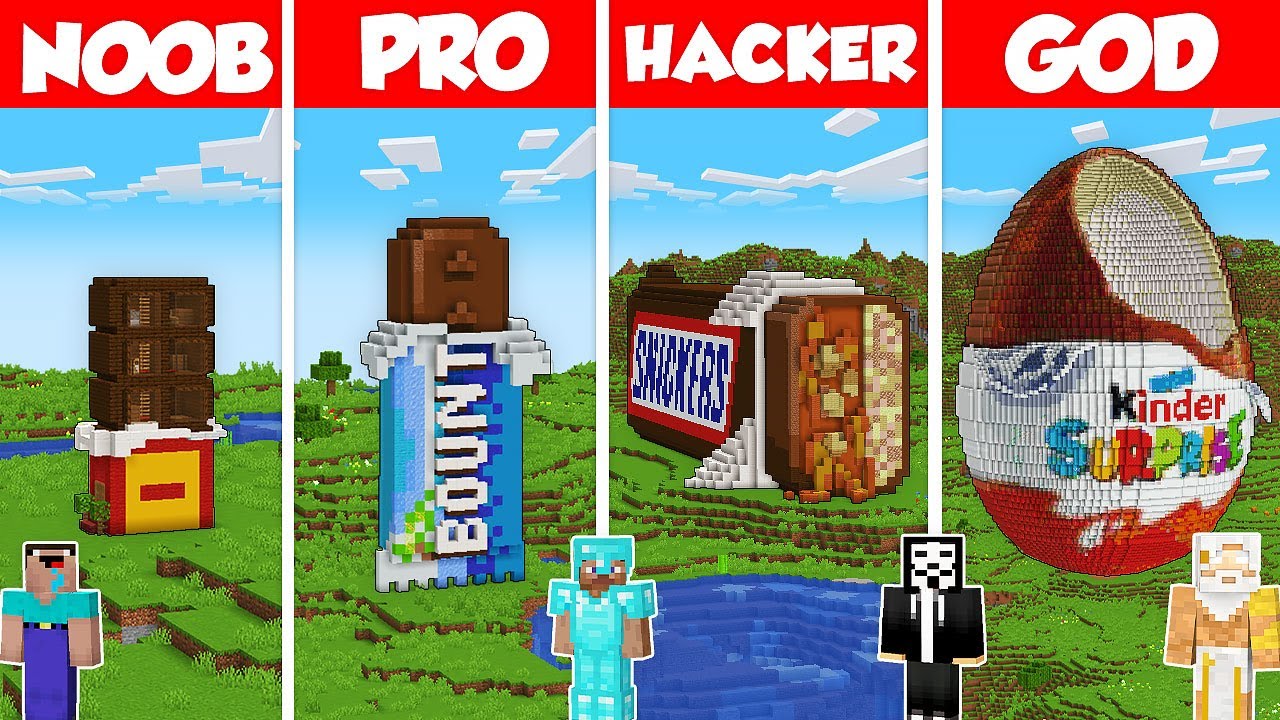 CHOCOLATE BASE HOUSE BUILD CHALLENGE - Minecraft Battle: NOOB vs PRO vs ...