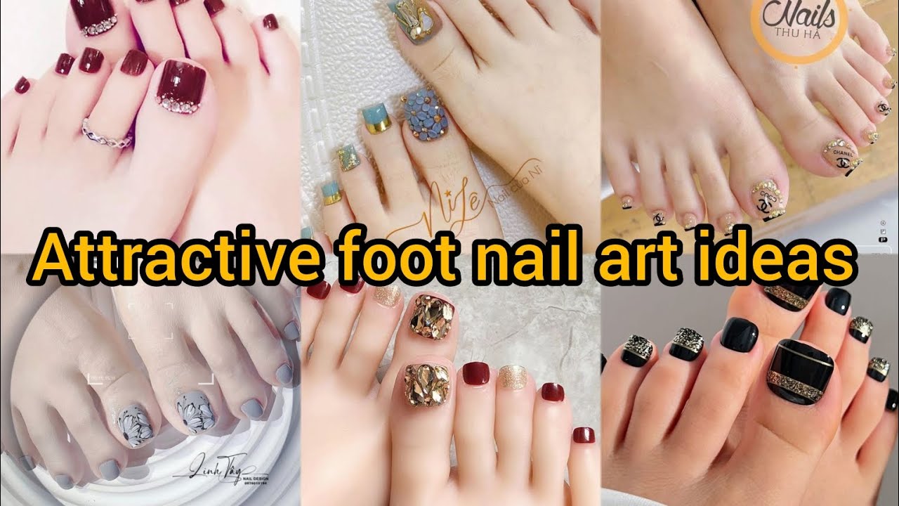 attractive foot nail polish art|| foot nail art designs|| beautiful ...