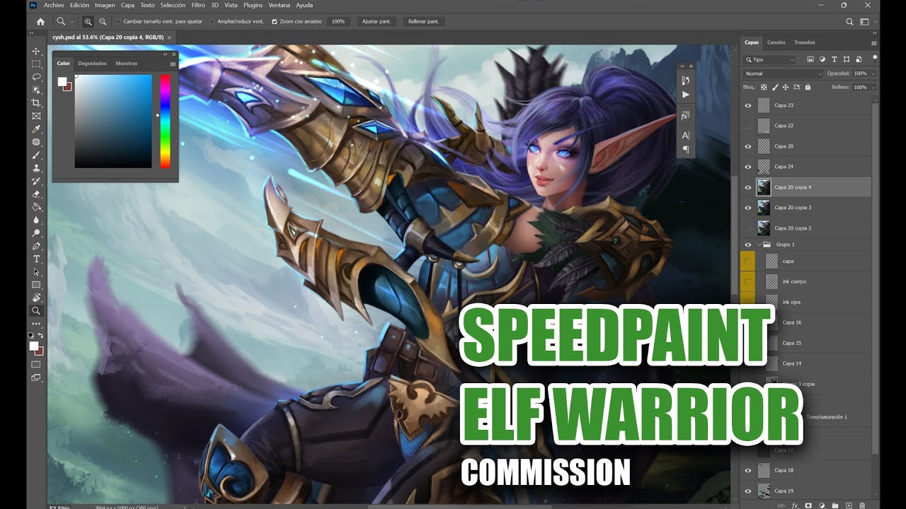 Elf Warrior (Commission) Speed paint - YouTube