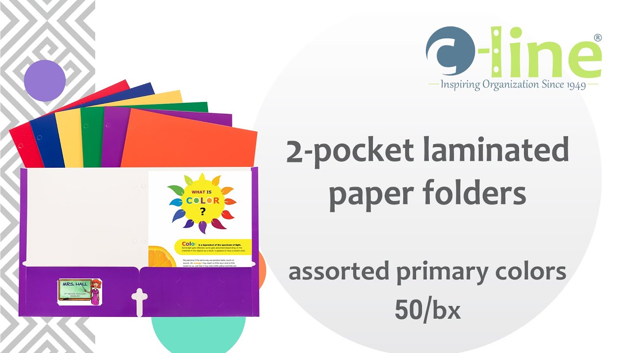 Two-Pocket Laminated Paper Folders with 3-Hole Punch - C-Line Products ...