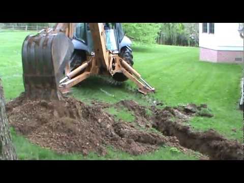 Case Backhoe Digging Trench - YouTube
