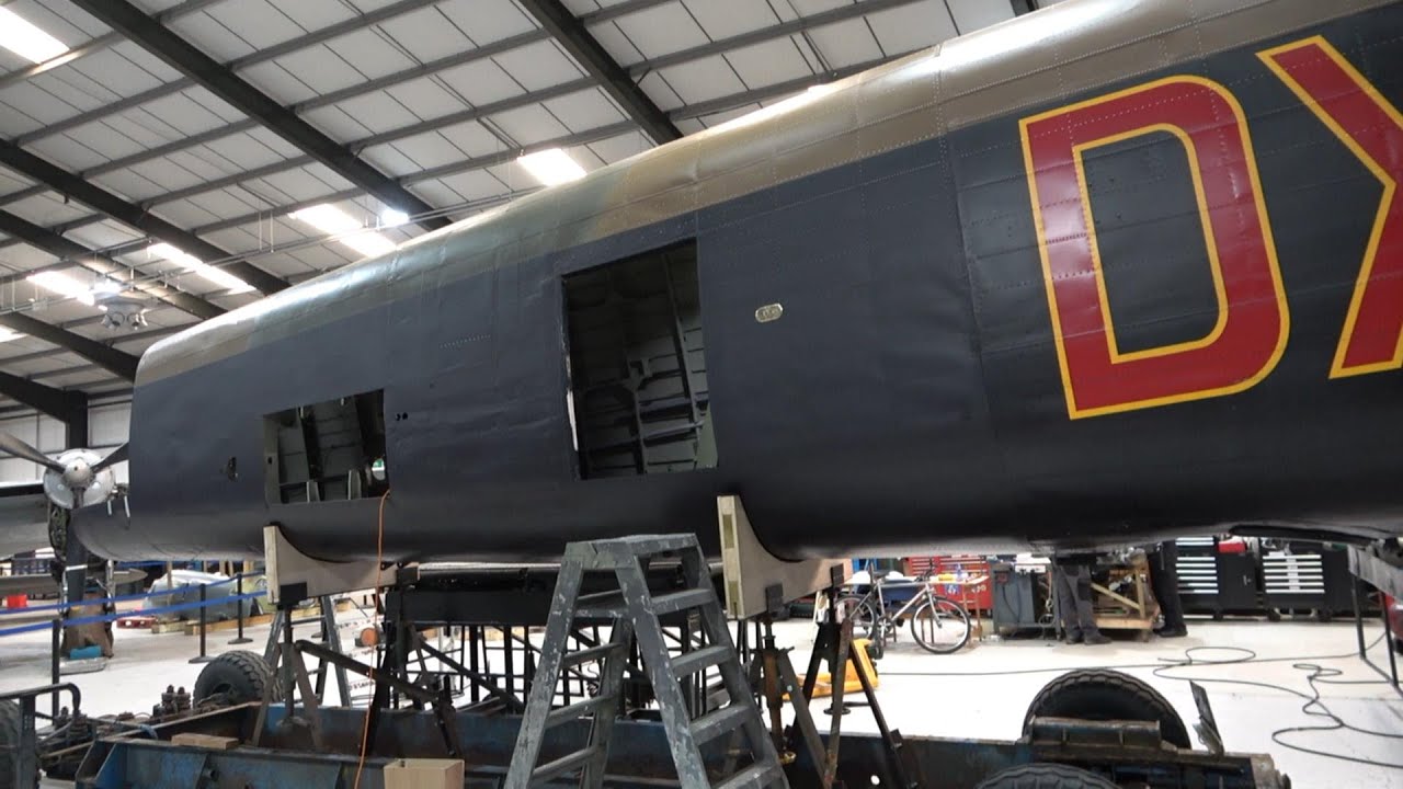 Video 179 Restoration of Lancaster NX611 Year 6. KB976 rear fuselage ...