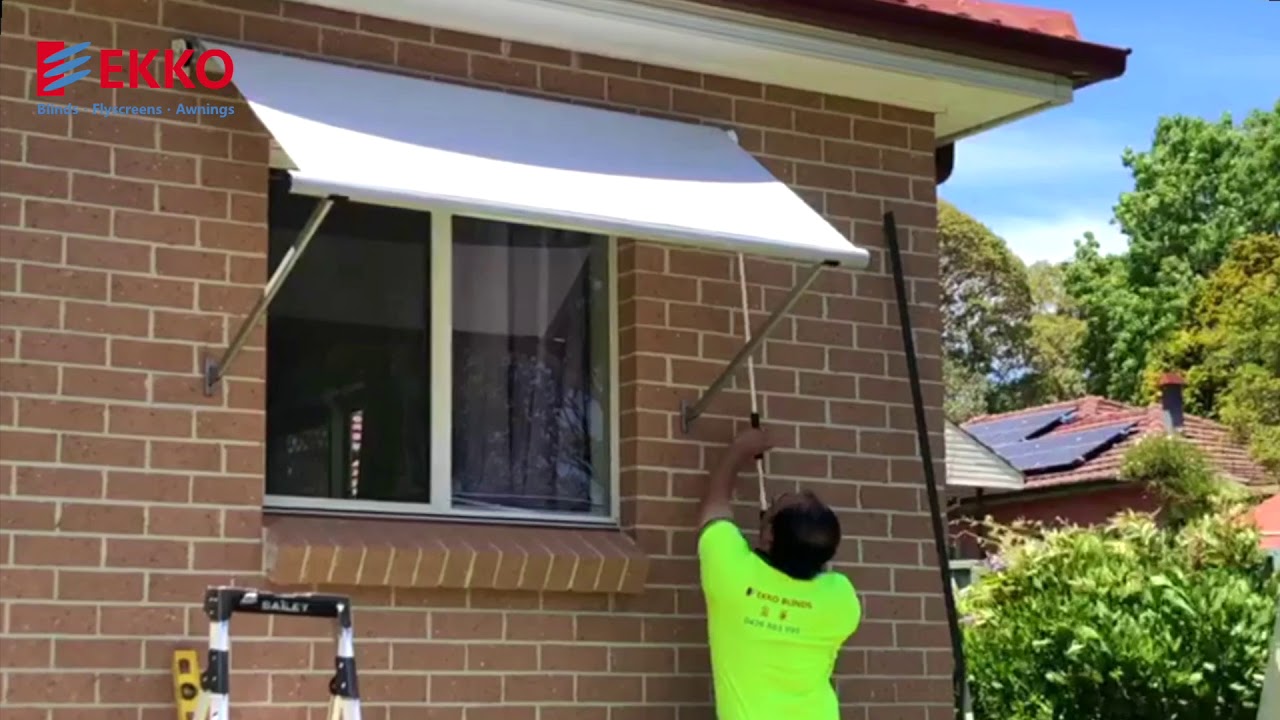 Manual Pivot Arm Awning Supply & Install EKKO Blinds - YouTube