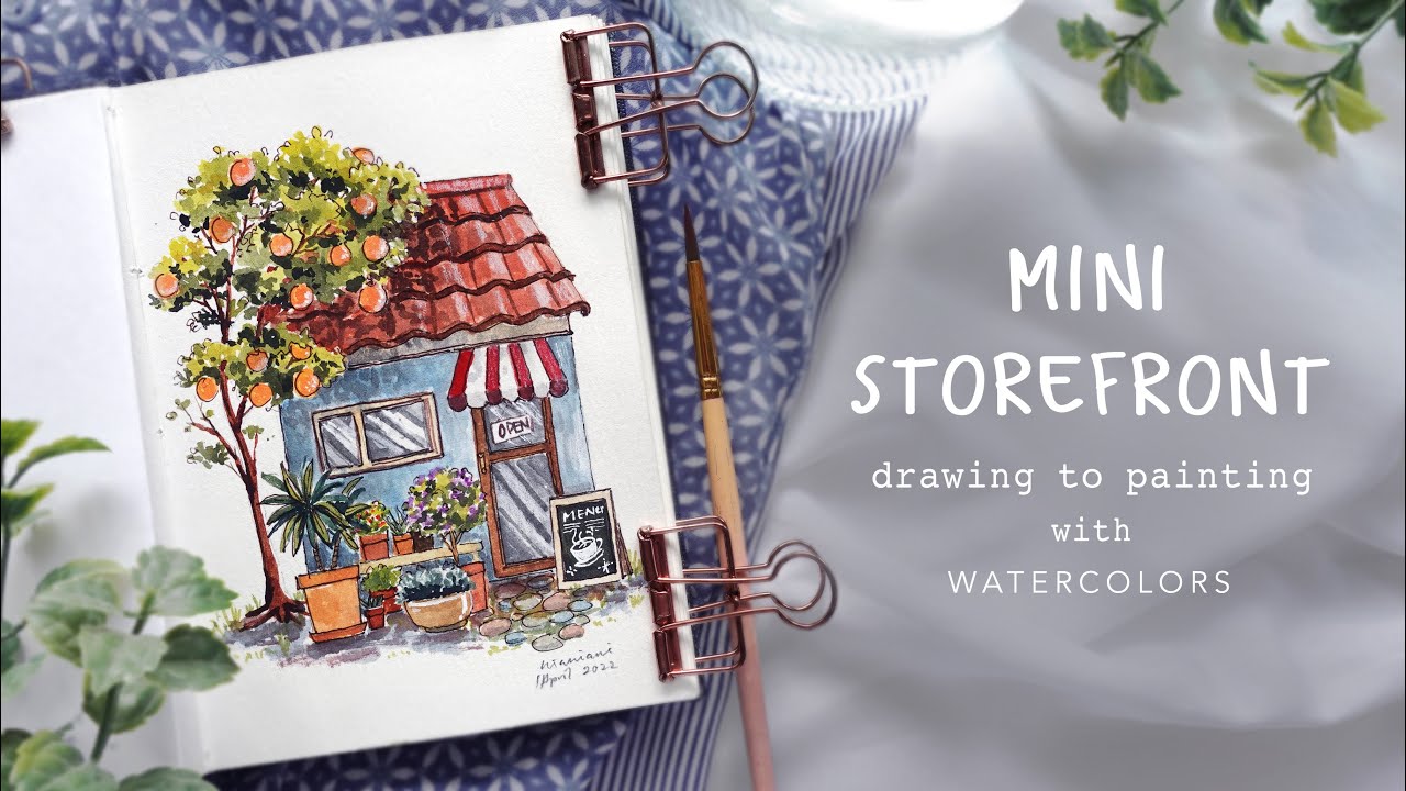 Mini Store Front: Drawing to Painting with Watercolors - YouTube